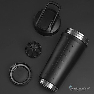 ComfyoneCHP Detachable Bottom Stainless Steel Water Bottle Protein Mixing Shaker Tumbler Removal Ball and Bottom Easy Clean Leak-Proof Blender Cup 28oz (800ml) for Gym (White)