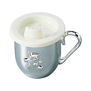 Creative Gifts International Silverplated Baby's First Sippy Cup With Handle And Sippy Lid Insert, 5 oz Capacity, Teddy Bear Emblem, Gift Box Included