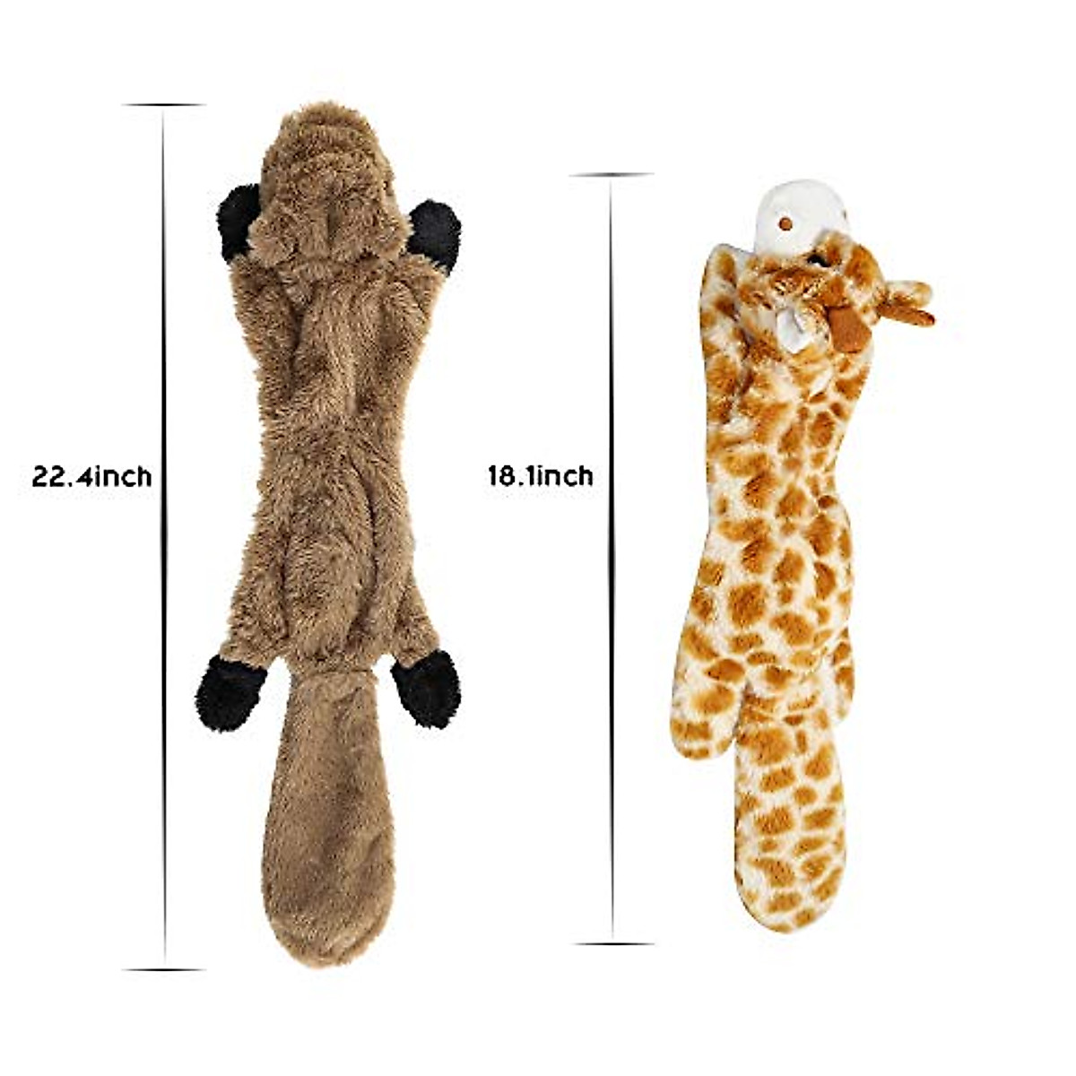 Nocciola 5 PCS Crinkle Dog Squeaky Toys with Double Layer Reinforced Fabric, Durable Plush Dog Toys, No Stuffing Body Dog Toy Set for Small to Large Dogs (5pcs 10 squeakers, Jungle Series1)