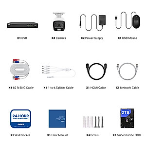 ANNKE 4K Security Camera System, 8CH 8MP AI DVR with Human & Vehicle Detection, 2TB HDD and 4 x 4K IP67 Bullet Home & Surveillance Cameras, Work with Alexa, Easy Remote View, Smart Color Night Vision