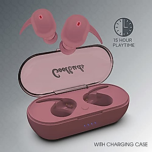 COOLBUDS True Wireless Earbuds, Touch Controls | 18-HR Batt w/Charging Case, Siri & Google Assistant, Bluetooth Earbuds, Bluetooth Headphones, AutoPair, Running, Sports, Workout Ear Hooks, Ash Rose