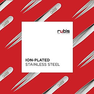 Rubis Ion-Coated Stainless Steel Pointed Tweezers for Precise Eyebrows and Hair Removal, 4K002-9.5,Rubis Switzerland Swiss Made World Renowned Precision