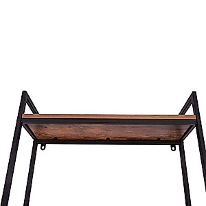 Kinsuite 2-Tier Metal Industrial Wall Mounted Bathroom Shelves Rustic Wall Storage Rack Over Toilet with Towel Bar, Floating Shelves Towel Holder