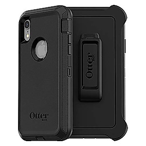 OtterBox iPhone XR Defender Series Case - BLACK, rugged & durable, with port protection, includes holster clip kickstand