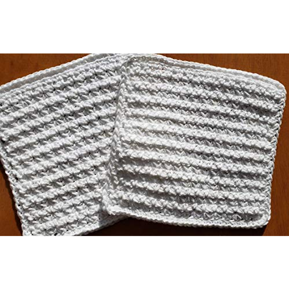 Handmade crochet washcloth, dishcloth * thick and dense *100% cotton set of 2, size 7.5 inches (White)