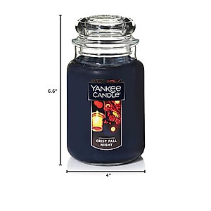 Yankee Candle Crisp Fall Night Scented, Classic 22oz Large Jar Single Wick Aromatherapy Candle, Over 110 Hours of Burn Time, Apothecary Jar Fall Candle, Autumn Candle Scented for Home