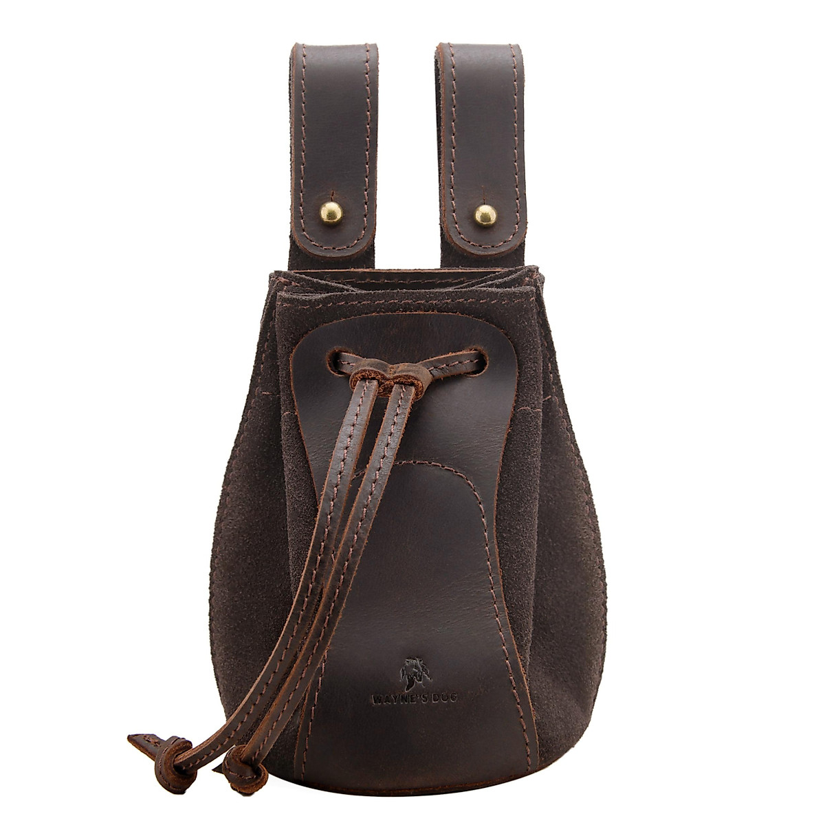 Cowhide Leather Ammo Gun Shell Pouch Bag, Drawstring Bag Cartridge Storage Case Attached Belt Waist (Small - 4.5")