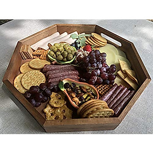 Kalmar Home Acacia Wood 17-Inch Octagon Tray