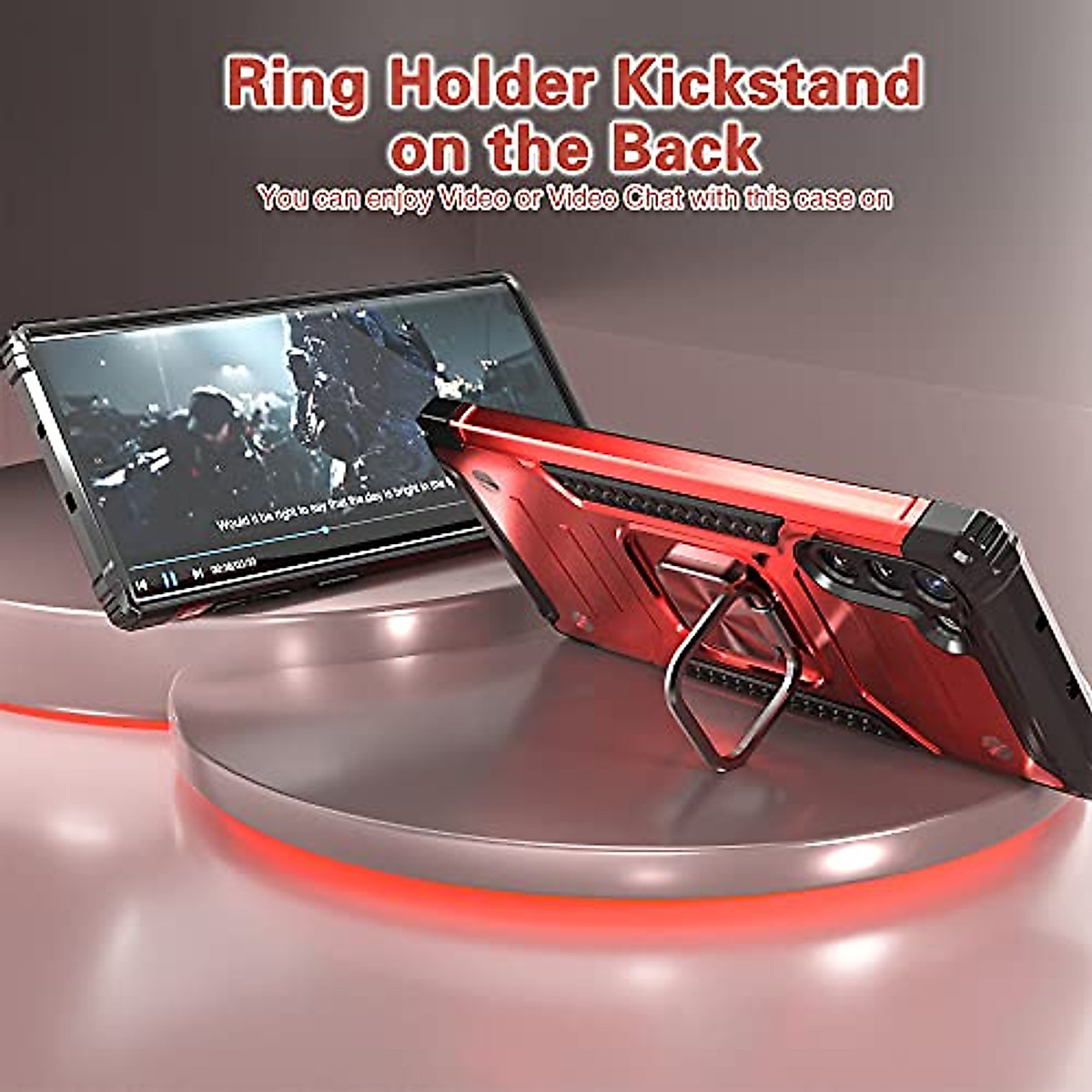 IDYStar Galaxy Note 10 Case for Women Girls, Hybrid Drop Test Cover with Card Mount Kickstand Slim Fit Protective Phone Case for Galaxy Note 10, Red