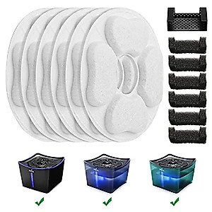 iPettie Only for Kamino Fountain Replacement Filters, Not for Colorful LED Flower Fountain, 6 Filters, 6 Sponges & 1 Sponge Bracket