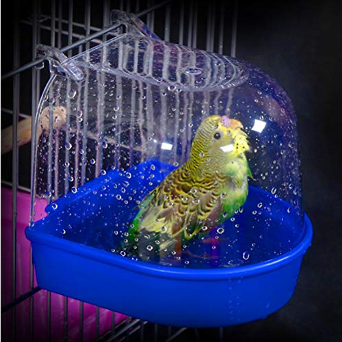 YJJKJ Caged Bird Bath Bird Cage Parrot Supplies Bathing Tub for Small Brids Canary Budgerigar Cockatiel Lovebird（Random Color）