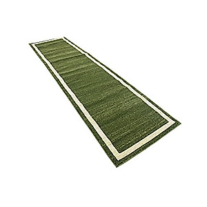 Unique Loom Del Mar Collection Area Rug - Maria (2' 7" x 10' Runner, Green/ Ivory)