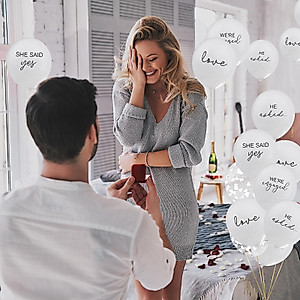 36Pcs Engagement Party Balloons HE ASKED,SHE SAID Yes WE'RE ENGAGED Balloons Love Shape Paper Scraps Balloons for Engagement Hen Bachelorette Wedding Party Decoration