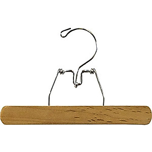 Wooden Clamp Pant Hanger in Natural Finish with Felt Inserts, Box of 50 Classic Bottoms Hangers with Metal Snap Lock by The Great American Hanger Company