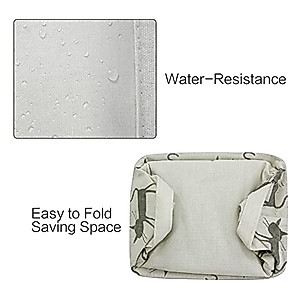 Mziart Small Foldable Canvas Storage Basket with Handles, Cotton Linen Storage Bin Organizer for Nursery Kids Shelves & Desks (Grey Cat)