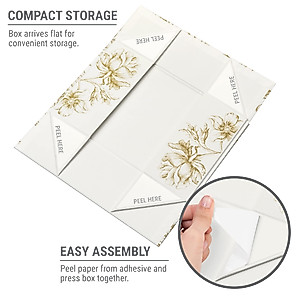 Sorarto Luxury Magnetic Gift Box | Sturdy Reusable Decorative Gift Boxes for Groomsmen & Bridesmaid Proposal, Wedding, Fancy Birthday Presents in White Linen Fabric Paper, 11.5" x 7.5" x 3.5" (Golden Bouquet)