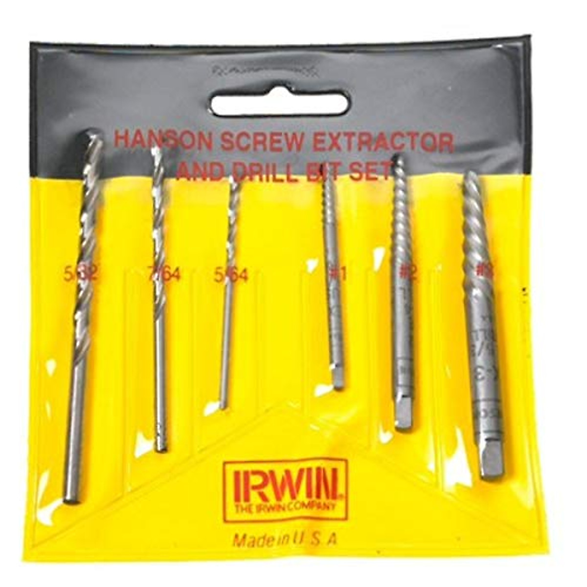 Irwin Industrial Tools 53700 Spiral Extractor and HSS Drill Bit Pouched Set, 6-Piece