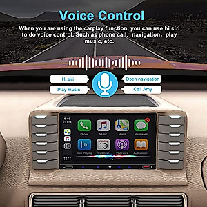 YUANTING Newst Double Din Car Stereo with Voice Control Carplay and Android Auto,7 Inch Capacitive HD Touchscreen,Bluetooth，Mirror Link, Subwoofer，Waterproof Backup Camera/SWC/AM/FM/2USB