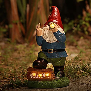 Gnomes Garden Decor, 13.5" Tall Solar Large Inappropriate Funny Gifts Gnome Outdoor Statues for Yard, Patio, Lawn, Outside Naughty Gnome Garden Decorations Gift for Men Women