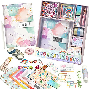 CAGIE DIY Journal Set for Girls Age 8-12, Gifts for 9 10 11 Year Old Girls, Diary with Lock for Girls Birthday Gift, Personalize and Decorate Scrapbooks Kit