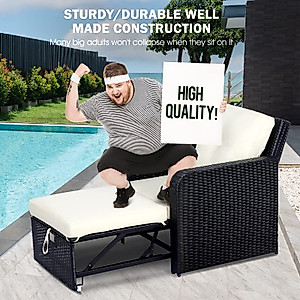 Wicker Outdoor Patio Sofa Chair: Rattan Convertible Patio Furniture Sets with Waterproof Thick Cushion Outdoor Furniture Set Comfortable Easy Assemble Patio Chairs for Outdoor Backyard