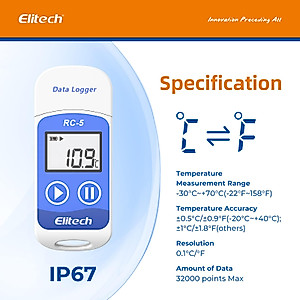 Elitech RC-5 USB Temperature Data Logger Recorder 32000 Points High Accuracy