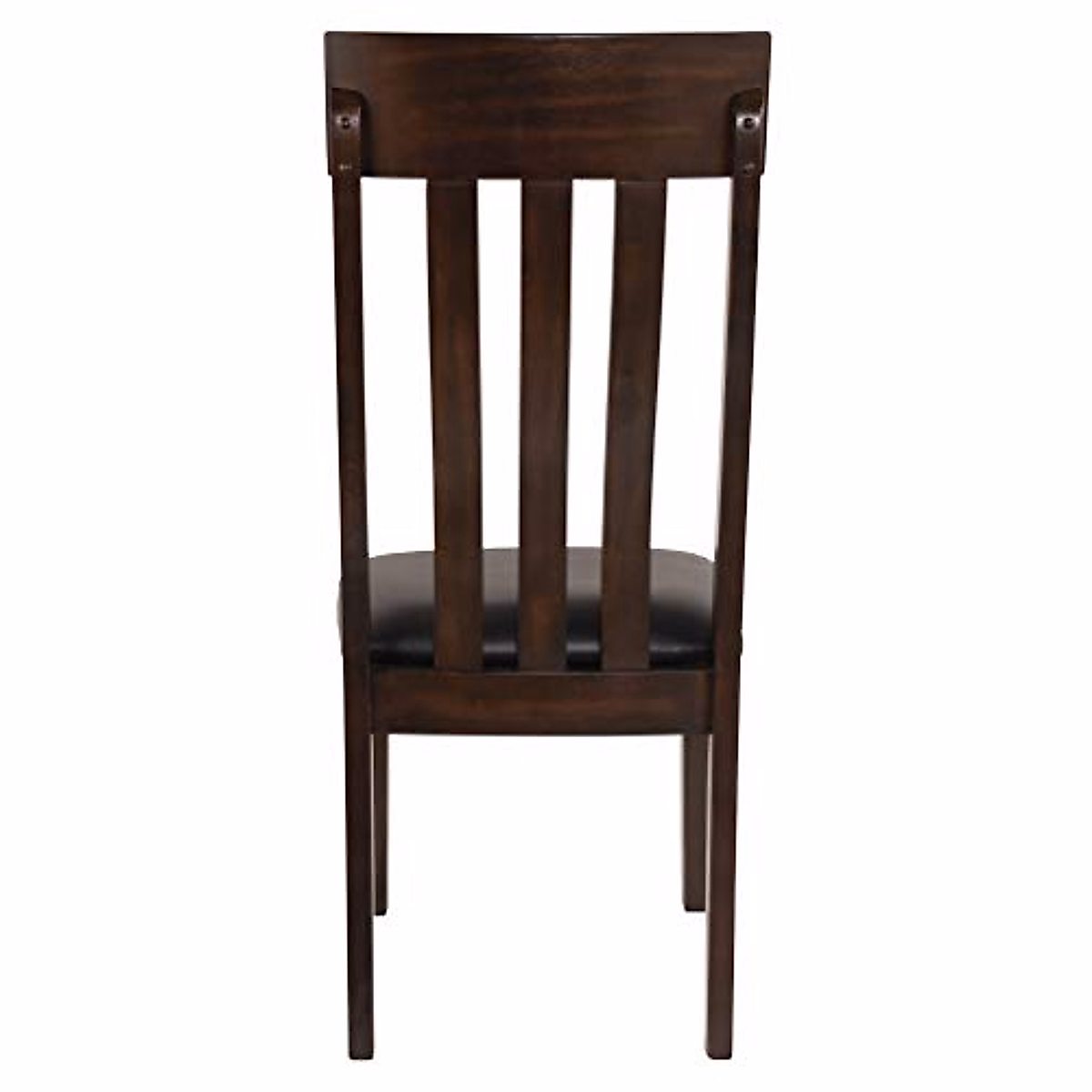 Signature Design by Ashley Haddigan Faux Leather Cushioned Rake Back Dining Chair, 2 Count, Dark Brown