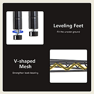 5 Tier Wire Shelving Unit 72"x36"x14"Storage Shelves Metal Wire Shelf Storage Rack Adjustable Commercial Organizer Heavy Duty Layer Unit for Restaurant Garage Pantry Kitchen Office (Black)