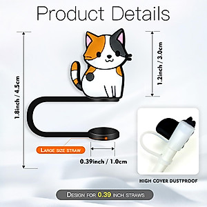 Uketniy 10Pcs Cat Straw Cover Cup for Tumbler Cup,10mm Cute Cat Drinking Straw Topper, Reusable Protectors Straw Tips Lids for Cup Accessories (10Pcs Cat 10mm)