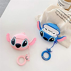 AKXOMY Compatible AirPods Pro Cover,3D Cute Cartoon Pink Stitch Soft Silicone Protective Cover for Airpod Pro Case (2019) (Pink Stitch)