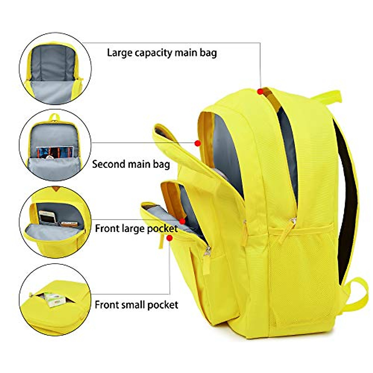 abshoo Classical Basic Womens Travel Backpack For College Men Water Resistant Bookbag (Yellow)