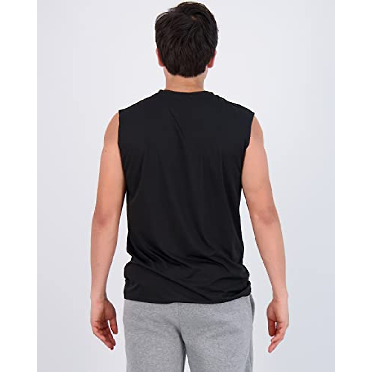 Real Essentials Men's Dry Fit Jersey Sleeveless Tank Top Muscle Yoga Active Sport Basketball Beach Gym Workout Running Fitness Athletic Gym Bodybuilding Undershirt Tee T-Shirt, Set 6, L, Pack of 5