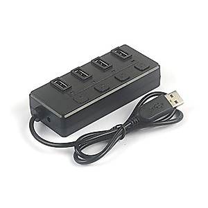 Lysee Data Cables - 4 Port USB 2.0 Hub with Individual Power Switches Controller and LED USB hub Cable