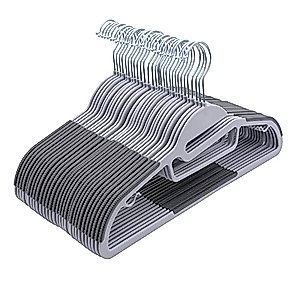 Plastic Hangers 60 Pack, Premium Quality Plastic Suit Hangers, S-Shaped Opening, Non-Slip, Space-Saving, 360º Swivel Hook, 16.5 Inches Long, 0.2" Thickness Super Lightweight Organizer