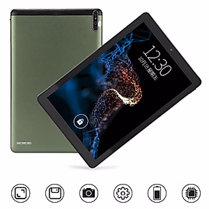 Kufoo HD Tablet, 10.1 Inch Green Tablet 8800mAh 6GB 128GB 2.4G 5G WiFi for 11.0 for Reading (US Plug)