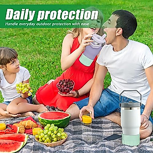 2Pcs Silicone Bumper Boot for Stanley Quencher Adventure 40oz & IceFlow 20oz 30oz, Anti-Slip Protective Water Bottle Bottom Sleeve Cover, for Stanley Tumbler Accessories(Green)