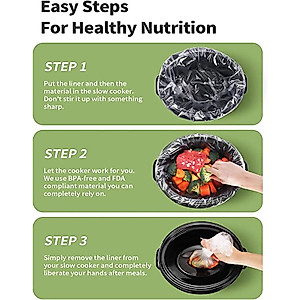 [NEW] KOOC Disposable Slow Cooker Liners and Cooking Bags, 1 Pack(10 Counts), Large Size Pot Liners Fit 4QT to 8.5QT, 13"x 21", Fresh Locking Seal Design, Suitable for Oval & Round Pot, BPA Free