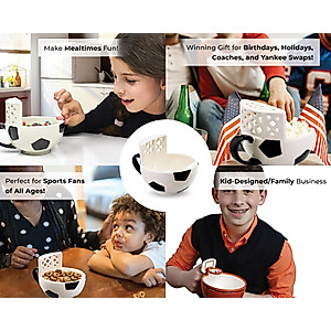 MAX'IS Creations The Soccer Mug with a Goal, Novelty Funny Coffee Mug for Kids, Soccer Ball Soup Rice Cereal Bowl, Soccer Player Coach Cup Boys Girls 8-12 12-14 5-8, 14oz