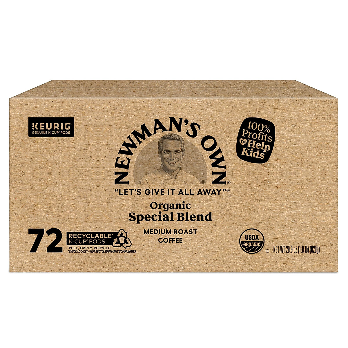 Newman's Own Organics Special Blend, Single-Serve Keurig K-Cup Pods, Medium Roast Coffee, 12 Count (Pack of 6) (5000053615)