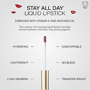 stila Stay All Day® Liquid Lipstick, Matte | Long-Lasting Color Wear, No Transfer or Bleed | Hydrating & Lightweight with vitamin E & Avocado Oil for Soft Lips | Valentina, .10 Fl. Oz.