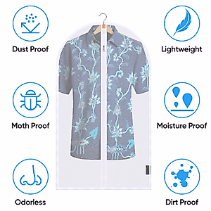 BALEINE 40" Translucent Garment Bags, 6 Packs PEVA Dress Bag for Closet Clothes Dresses Suit Coats Storage (24"x 40", 6PK)