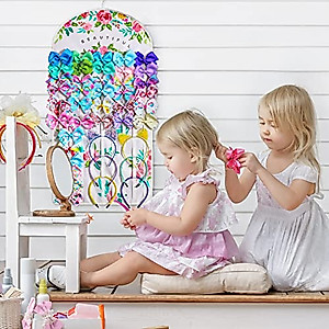 FIOBEE Bow Holder Headband Holder Organizer Hair Accessories Organizer for Girls Hair Bows Hanger Wall Hanging Home Decor for Baby Girls Room, Flower
