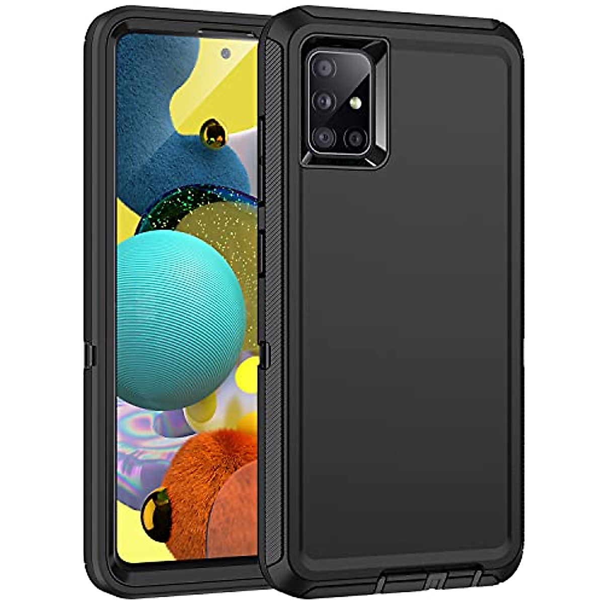 Mieziba for Galaxy A51 5G Case,Shockproof Dropproof Dustproof 3-Layer Full Body Protection Rugged Heavy Duty High Impact Hard Cover Case for Samsung Galaxy A51 4g 6.5 inch,Black