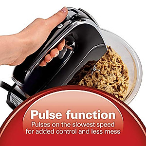 Hamilton Beach Electric Hand Mixer with Snap-On Case, Twisted Wire Beaters, Milkshake Rod, Dough Hook, Whisk, 6-Speed, Black