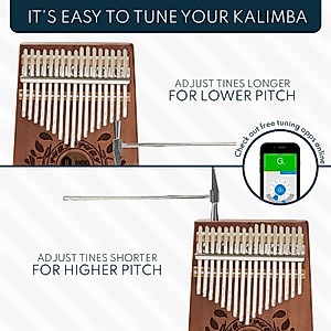UNOKKI Kalimba 17 Key Thumb Piano with Ore Steel Tines, Includes Hard Case, Portable Mahogany Mbira with Instruction, Finger Covers & Tune Hammer, Gift for Kids, Adults, Men and Music Lovers (Cherry)