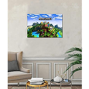 QISSES Mining Pixel Fun Game poster Roblox Canvas Wall Art Decor Cool Wall Print Canvas Posters for Room Aesthetic Decor Gifts Unframe:16x18inch