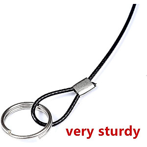 MIZUGIWA Stainless Steel Lanyard Cable,Tether Safety Wire for Loss Prevention 2 Loops w/Quick Release Ring & Black Rubber Coating 12" Set of 10