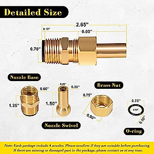 usvehj Swimming Pool Spa Brass Deck Jet Nozzle 590041 R0560400 Replacement for Zodiac Deck Jet Water Design-1/2 NPT (4-Pack)