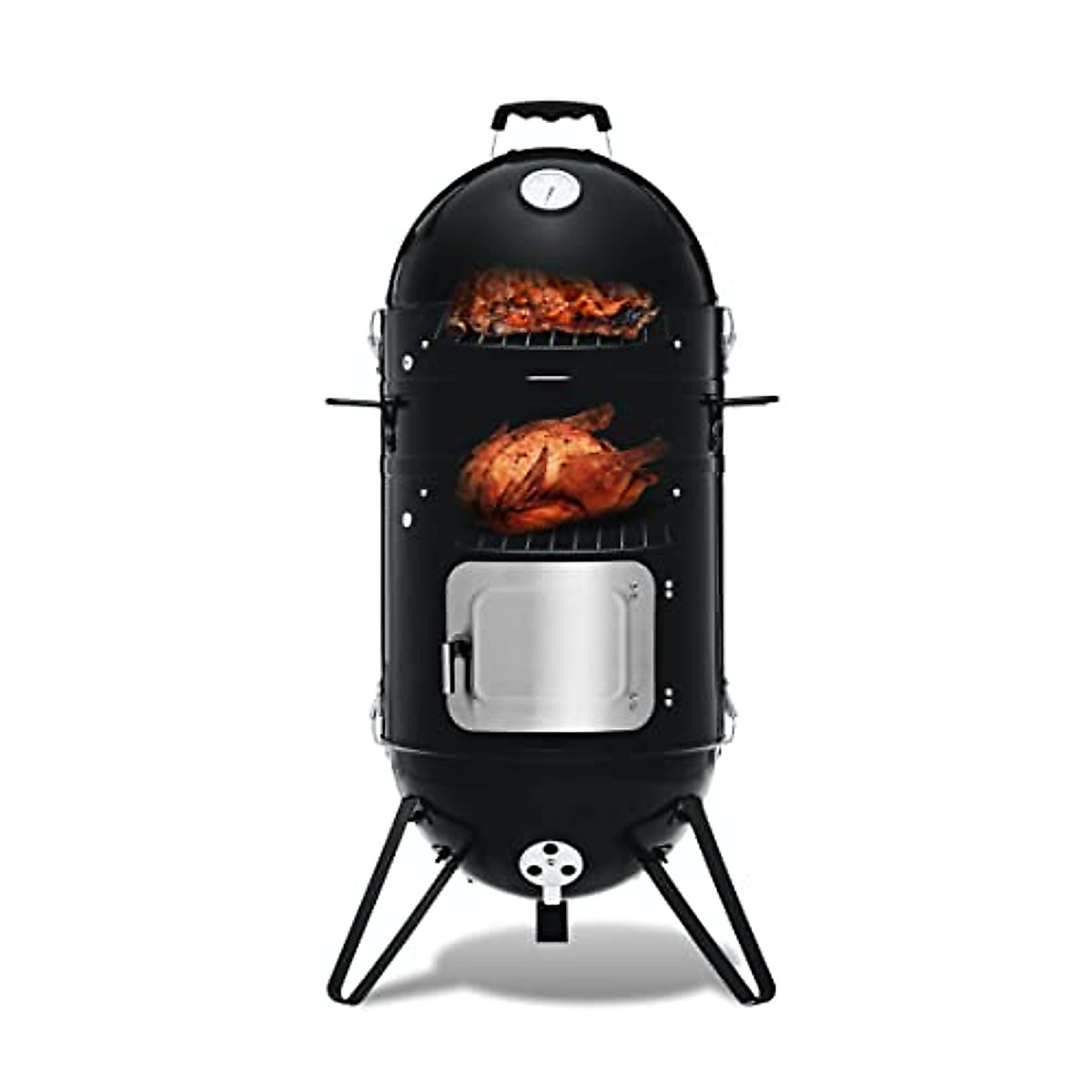 CUE WAY K-1 Vertical Charcoal Smoker Combo with Fish Hooks, 14-inch ...