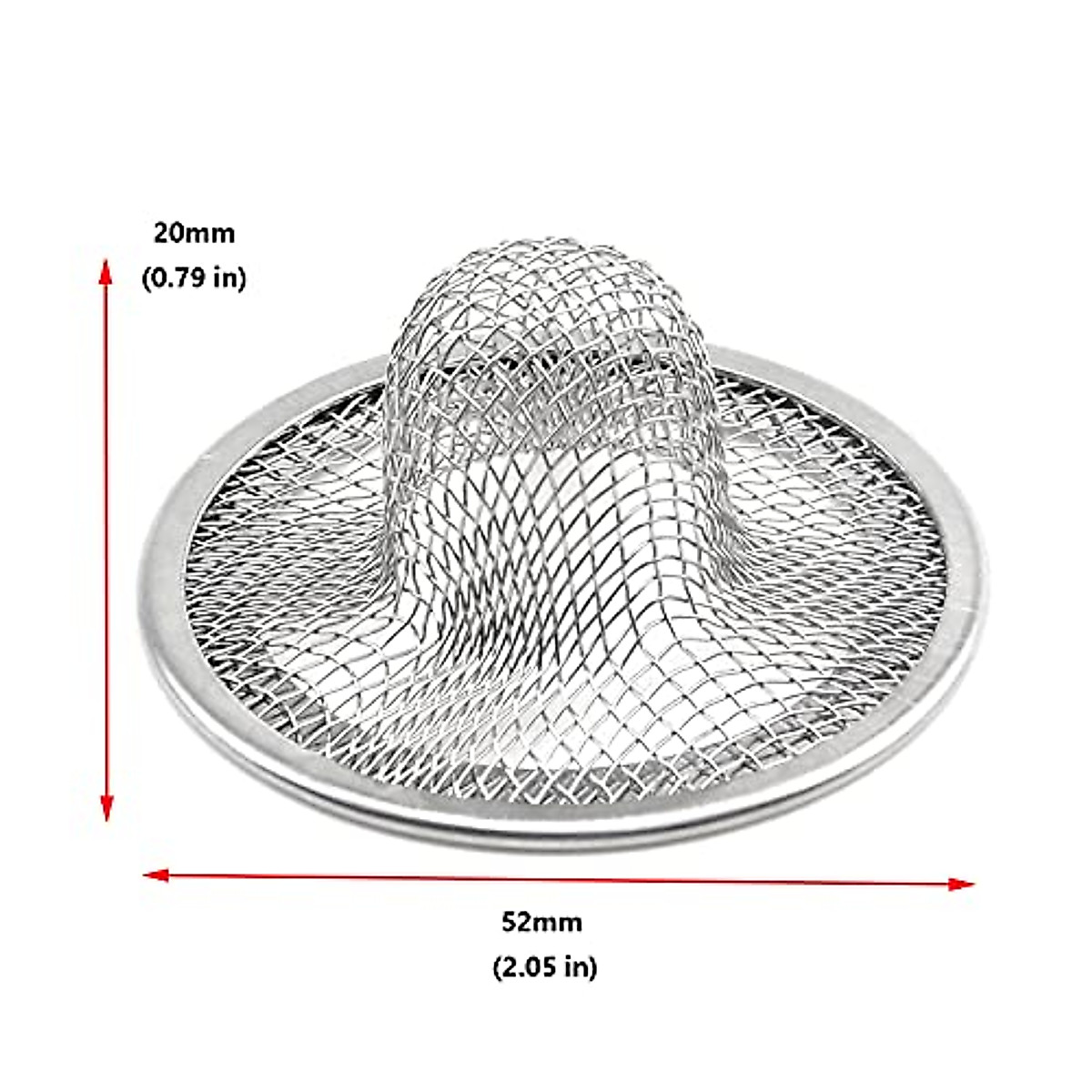 Antrader Kitchen Sink Strainer, 2Pcs Stainless Steel 2-Inch Diameter Mesh Round Filter Bathroom Bathtub Wash Basin Garbage Disposal Basket Filter